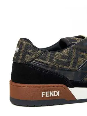 Fendi Match Suede Sneakers With Ff Jacquard - Multicolor