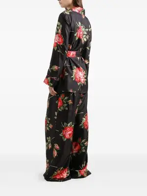 Dolce & Gabbana Black Floral Print Silk Shirt - Multicolor