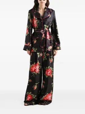 Dolce & Gabbana Black Floral Print Silk Shirt - Multicolor