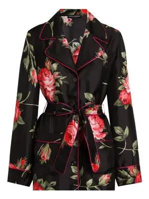 Dolce & Gabbana Black Floral Print Silk Shirt - Multicolor