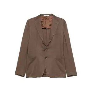 Tagliatore Single-breasted Blazer In Cotton And Linen - Brown