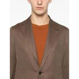 Tagliatore Single-breasted Blazer In Cotton And Linen - Brown