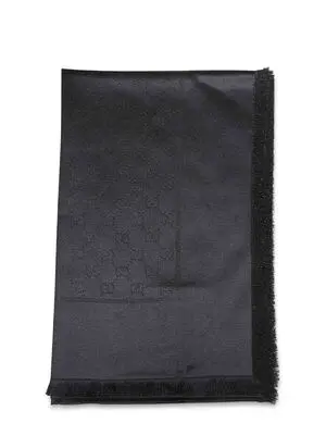 Gucci Black Gg Lamé Wool And Silk Shawl - Multicolor