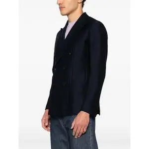 Tagliatore Double-breasted Peak Lapel Blazer - Blue
