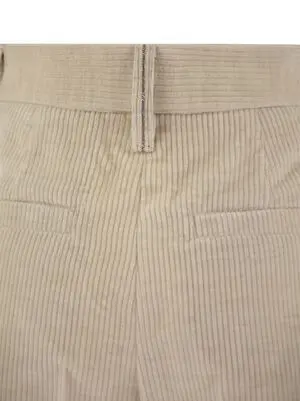 Brunello Cucinelli Striped Corduroy Trousers With Embellished Detail - Cream