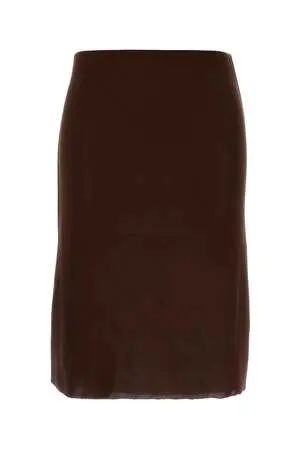 Miu Miu Silk Skirt - Brown