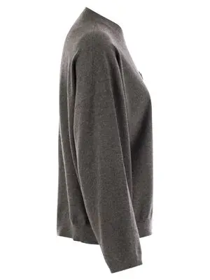 Brunello Cucinelli Cashmere Sweater With Breast Pocket And Monile Embroidery