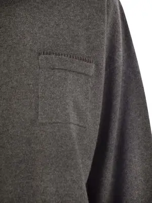 Brunello Cucinelli Cashmere Sweater With Breast Pocket And Monile Embroidery