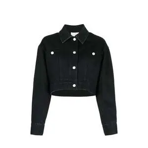 Alexander McQueen Cropped Denim Jacket - Black