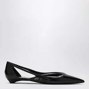 Prada Cut Out Brushed Leather Ballerina Flats