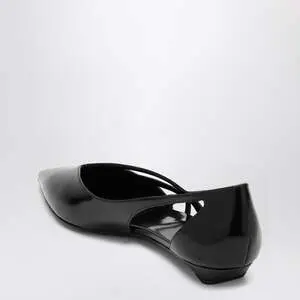 Prada Cut Out Brushed Leather Ballerina Flats