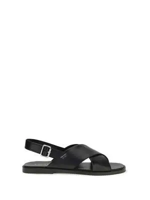 Prada Saffiano Leather Criss-cross Slingback Sandals