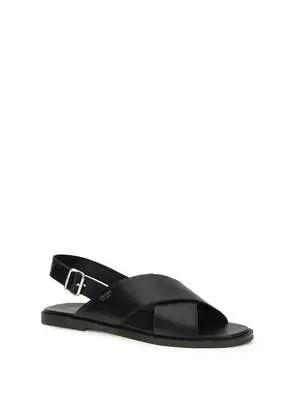 Prada Saffiano Leather Criss-cross Slingback Sandals