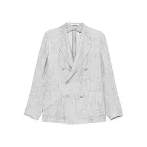 Tagliatore Grey Double-breasted Peak Lapel Blazer