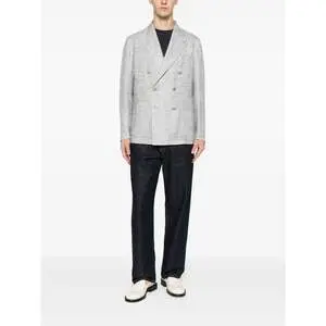 Tagliatore Grey Double-breasted Peak Lapel Blazer