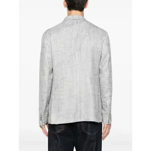 Tagliatore Grey Double-breasted Peak Lapel Blazer