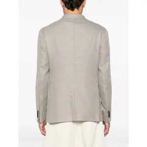 Tagliatore Light Beige Virgin Wool And Cotton Blend Blazer - Cream