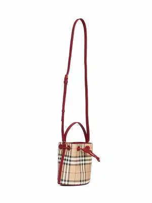Burberry Archive Beige Check Mini Bucket Bag - Multicolor