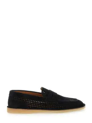 Dolce & Gabbana Florio' Suede Loafers With Perforated Detail - Multicolor