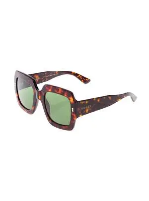 Gucci Acetate Square Sunglasses With Tortoiseshell Print - Brown