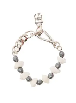 Dolce & Gabbana Silver-tone Brass Bracelet With Shell And Logo Charm - Multicolor