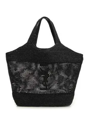 Saint Laurent Icare Raffia Bag With Oversized Casandre Motif
