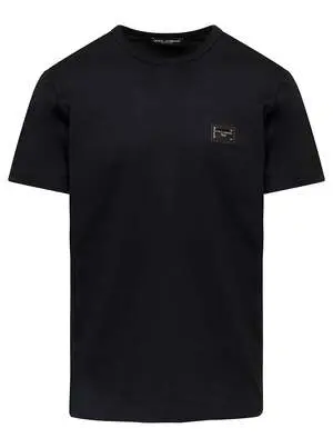 Dolce & Gabbana T-shirt With Logo Tag Detail On The Front In Cotton