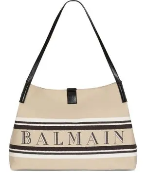 Balmain Canvas And Leather Medium Tote - Multicolor