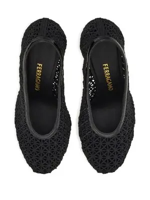 FERRAGAMO Black Macramé Stiletto Pumps - Multicolor