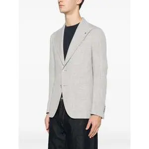 Tagliatore Grey Herringbone Peak Lapel Blazer