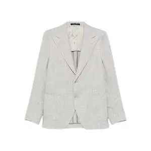 Tagliatore Grey Herringbone Peak Lapel Blazer - Gray