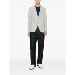 Tagliatore Grey Herringbone Peak Lapel Blazer - Gray