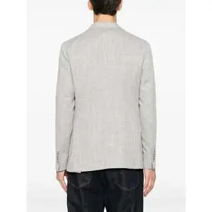 Tagliatore Grey Herringbone Peak Lapel Blazer - Gray