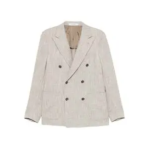 Tagliatore Double-breasted Herringbone Blazer - Cream