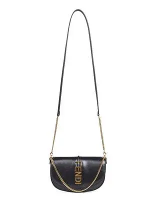 Fendi Black Leather Wallet On Chain - Multicolor