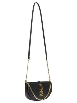 Fendi Black Leather Wallet On Chain - Multicolor