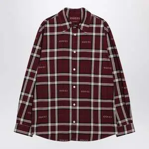 Gucci Burgundy Cotton Jacquard Tartan Shirt