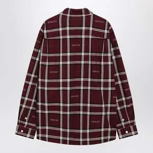 Gucci Burgundy Cotton Jacquard Tartan Shirt
