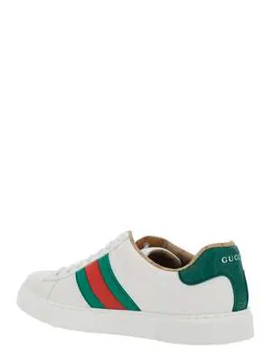 Gucci Ace Low Top Sneakers With Web Detail
