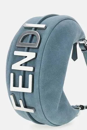 Fendi Small Hobo Bag In Leather With Vintage Gold Metal Lettering - Multicolor