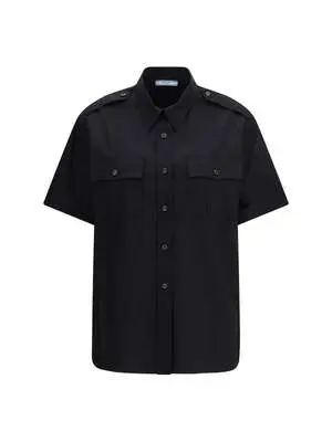 Prada Short Sleeve Poplin Shirt - Black