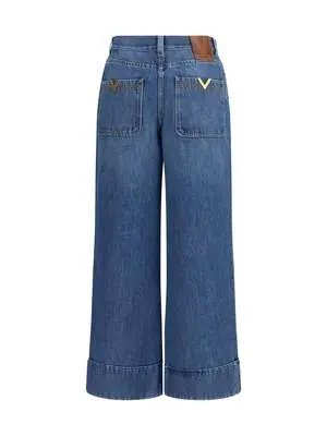Valentino Garavani Logo Detail Jeans - Blue