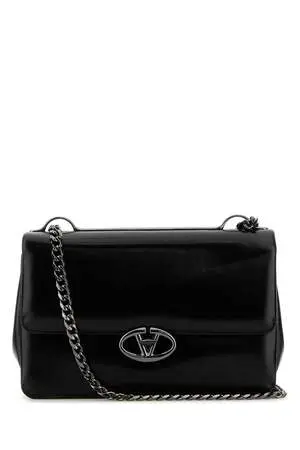 Valentino Garavani Medium Vlogo Leather Shoulder Bag - Black