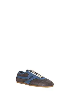 Dries Van Noten Steel Suede Sneakers With Leather Details
