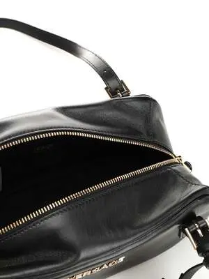 Versace Tag Bowling Bag In Nappa Leather - Black