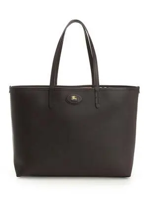 Burberry Reversible Grained Calfskin Tote Bag With Knight Stamp - Cream