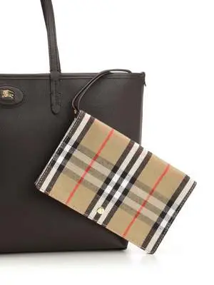 Burberry Reversible Grained Calfskin Tote Bag With Knight Stamp - Cream