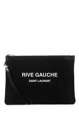 Saint Laurent Canvas Rive Gauche Clutch - Black