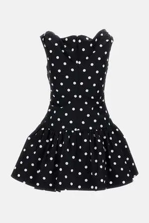 SELF-PORTRAIT Black Polka Dot Cotton Mini Dress - Multicolor
