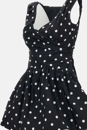 SELF-PORTRAIT Black Polka Dot Cotton Mini Dress - Multicolor